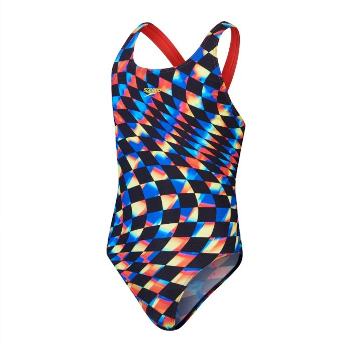 Speedo Girls Digital Allover Leaderback Black/Red | Ness Swimwear