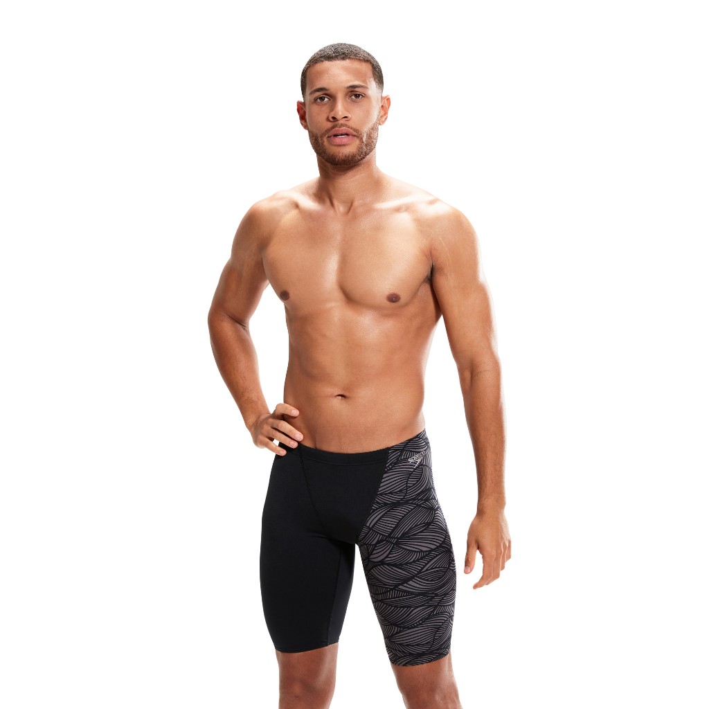 Speedo Allover V-Cut Panel Jammer Black/Grey | Ness Swimwear